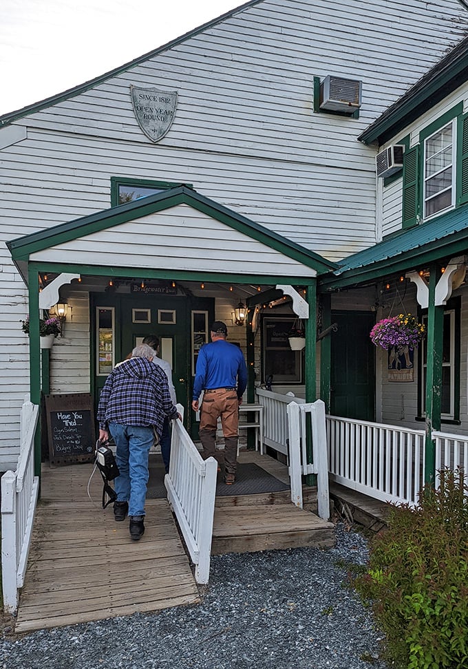The Bridgewater Inn's welcoming porch light says, "Come in, stranger &ndash; leave as a well-fed friend."