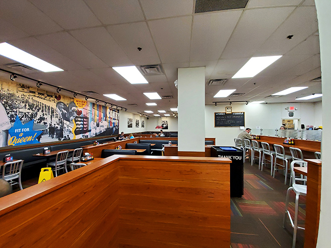 History on display! Inside Coney I-Lander, wooden booths and vintage photos tell the story of Tulsa's enduring love affair with the perfect coney.