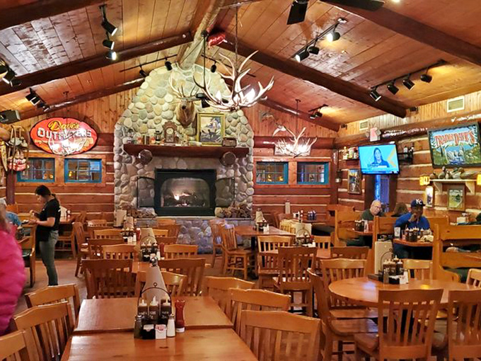 That stone fireplace at Famous Dave's isn't just for show &ndash; it's setting the mood for primal, fire-kissed feasting.