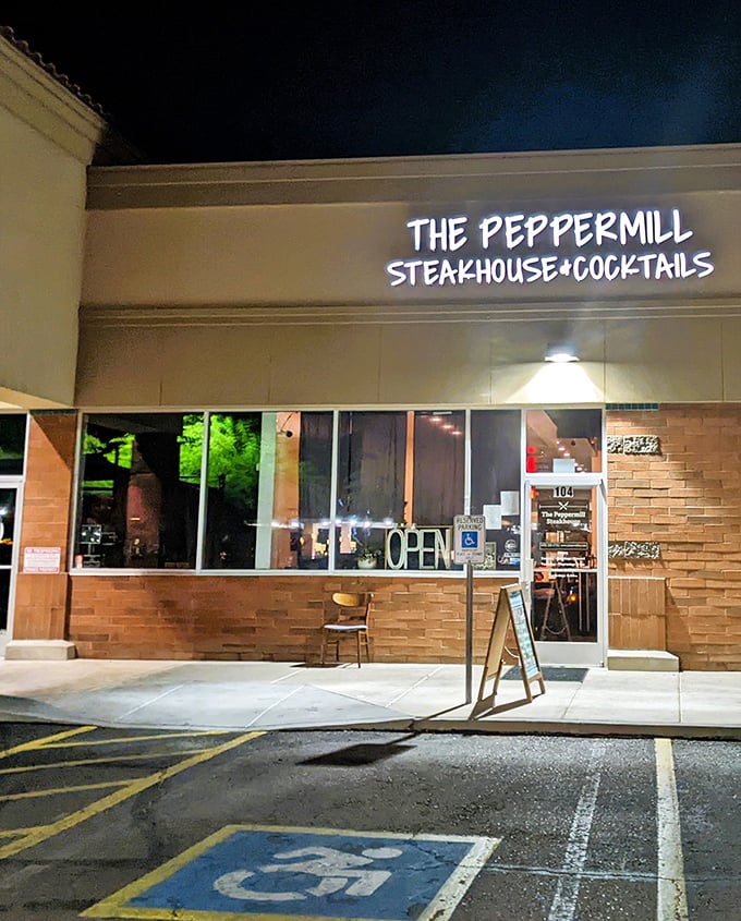 When the sun goes down, The Peppermill's sign becomes a beacon for the beef-obsessed seeking their next fix.