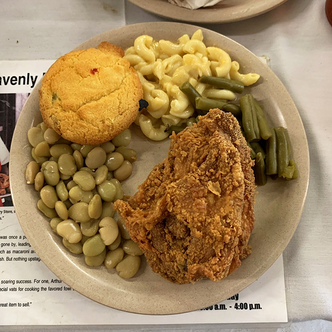 Simple pleasures done right&mdash;lima beans, mac and cheese, green beans, and chicken that proves sometimes the most basic things are life's greatest luxuries.