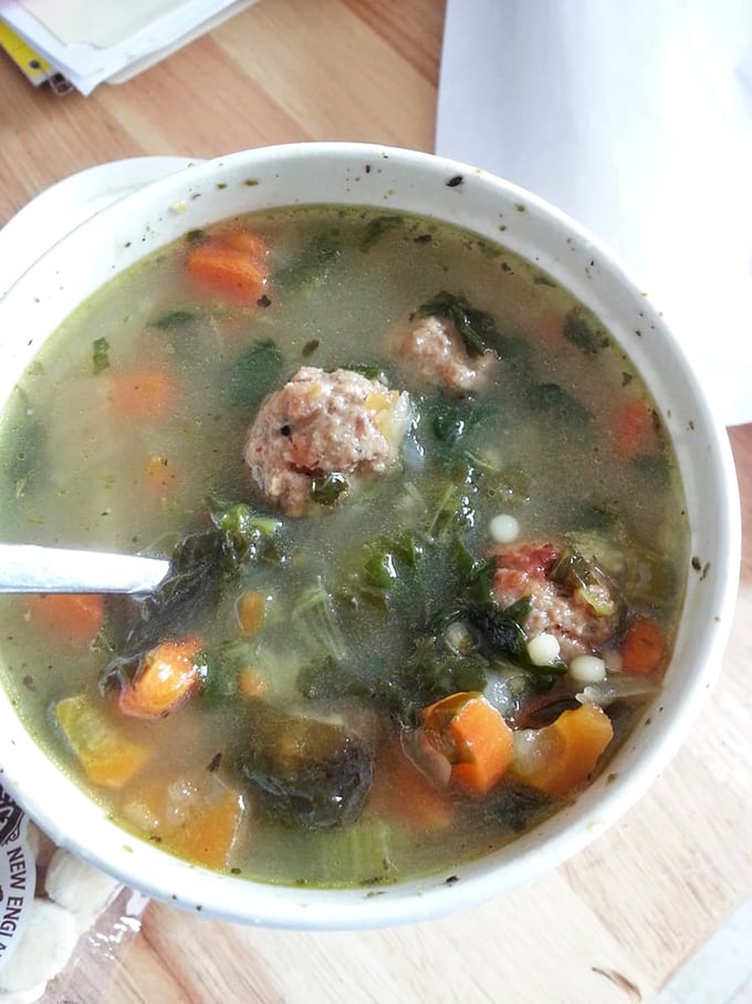 Beyond chowder lies this Italian wedding soup&mdash;proof that Collins Brothers isn't just a one-hit wonder in the soup symphony.