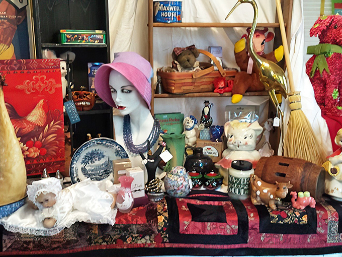 That pink cloche hat would make Daisy Buchanan swoon, while the vintage telephone waits for calls that will never come.