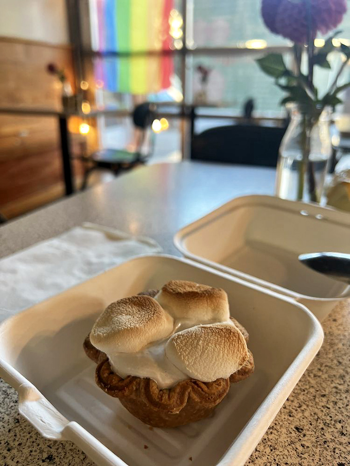 Whoever said "you can't improve on a classic s'more" clearly never met this pie. The toasted marshmallow peaks look like delicious little mountains.