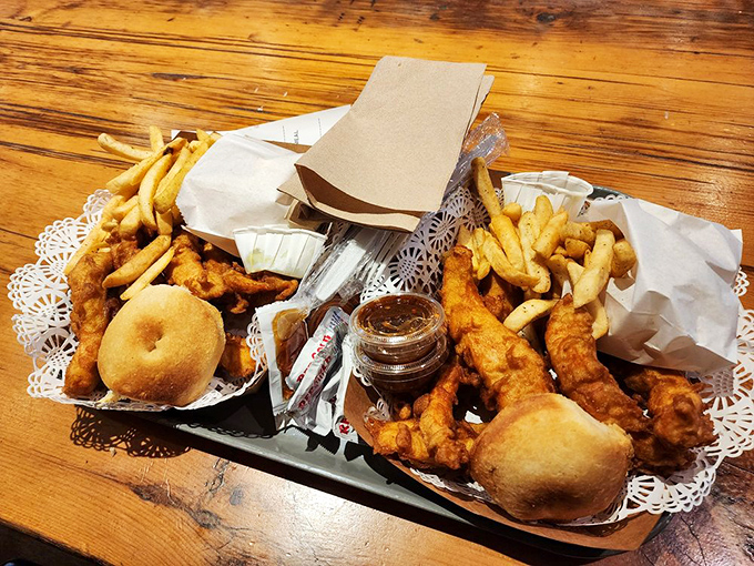 Perfectly golden strips and fries arranged like a still life painting &ndash; if still life paintings made your mouth water uncontrollably.