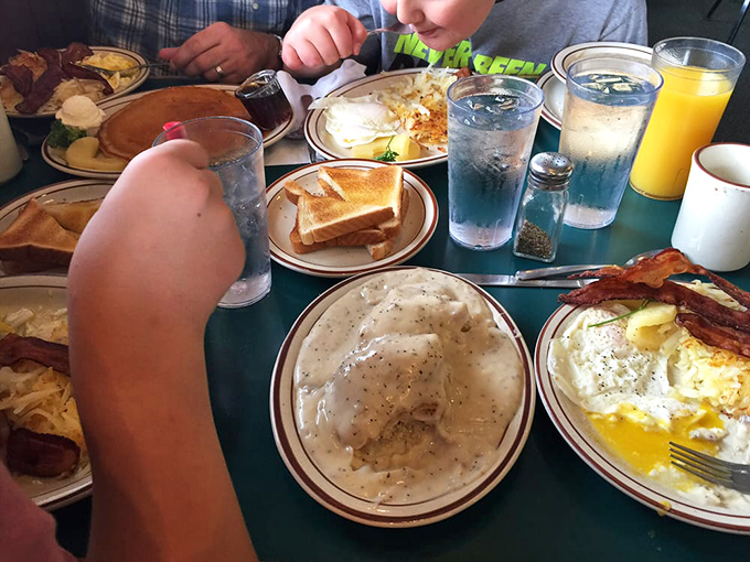 Breakfast nirvana exists in Missouri! This plate of country gravy perfection would make even the most committed health enthusiast temporarily convert.