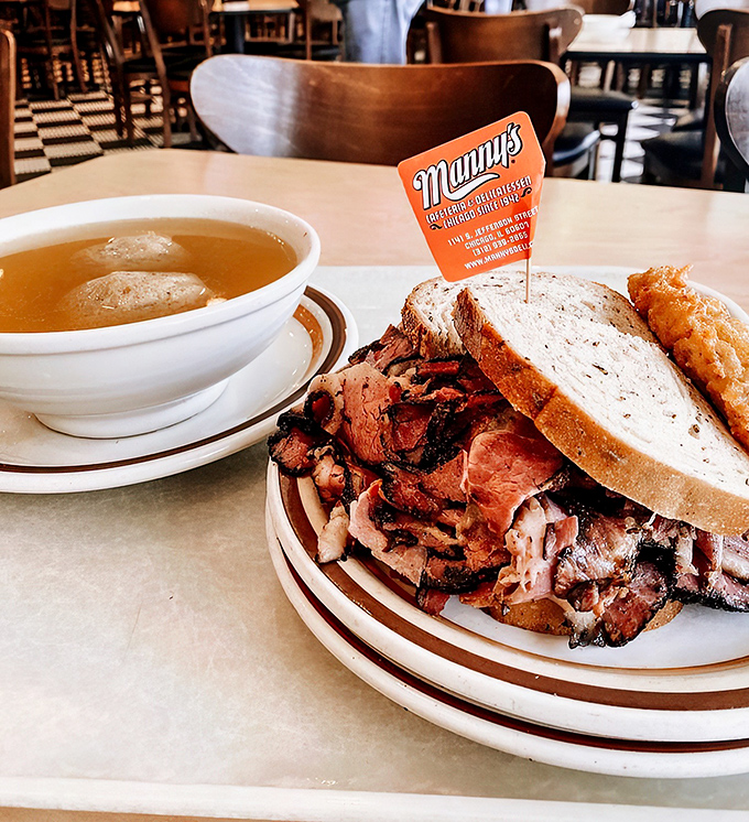 A matzo ball floating in golden broth like the moon in a chicken-flavored sky. Grandmothers everywhere nod in approval.