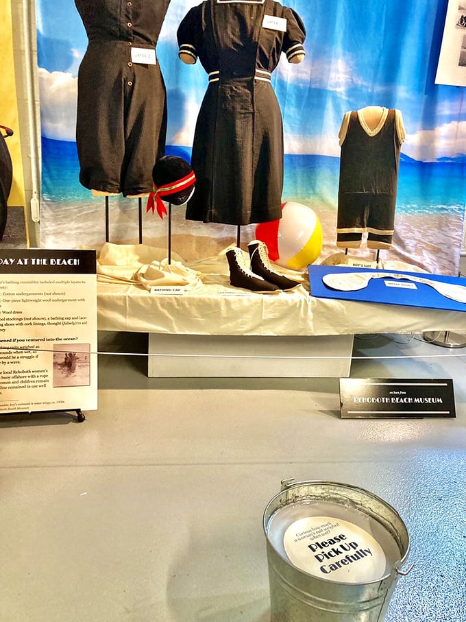 Before Instagram filters, there were bathing costumes. This display of early 20th century beachwear reminds us that fashion has, thankfully, evolved.