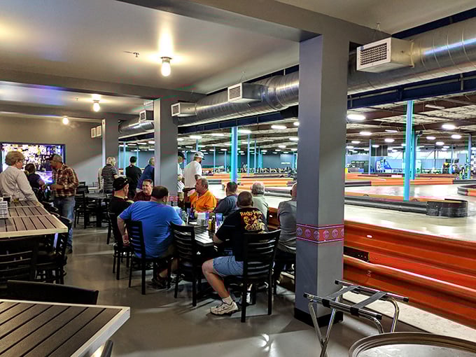Between races, the spectator area offers front-row seats to the action plus a place to refuel with friends and family.