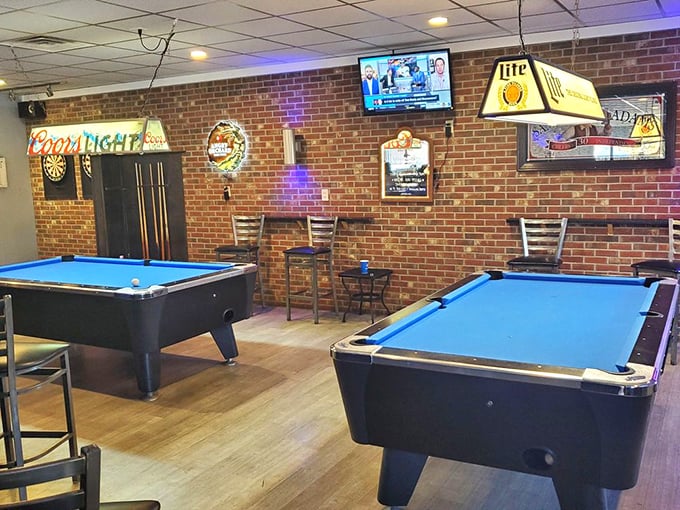 When your food coma subsides, challenge your friends to a game of pool. Winner gets to choose which burger to try next time.