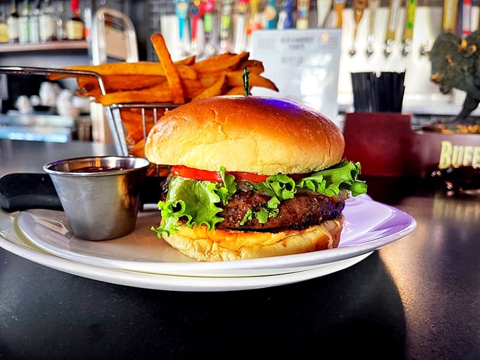 The perfect burger doesn't exi&mdash; Oh wait, here it is, nestled on a brioche bun with toppings arranged like a savory work of art.