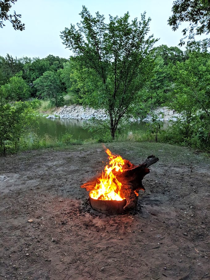 Cavemen had fire pits too, but they never enjoyed s'mores. Evolution has its perks at this perfect lakeside gathering spot.