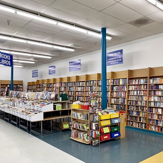 Bibliophiles, prepare to lose track of time. This expansive book section offers thousands of titles organized by genre, with pricing that encourages armload purchases.