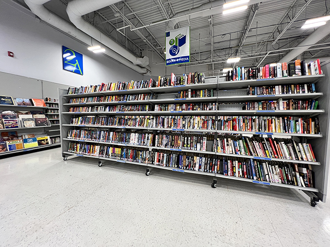 The book section offers literary treasures without Amazon's algorithms telling you what to read. Old-school browsing at its finest.