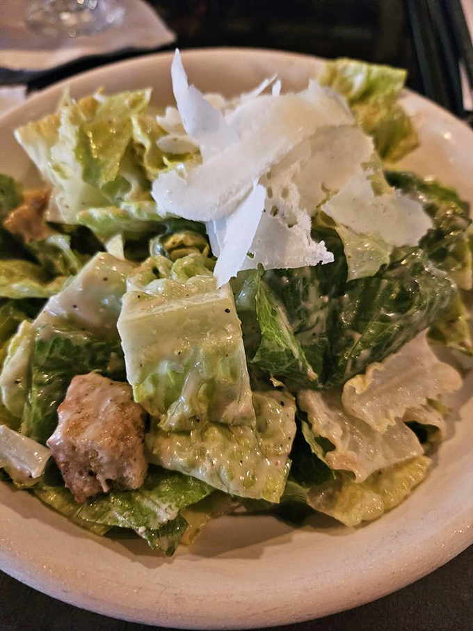 A Caesar salad that Julius himself would approve &ndash; crisp, perfectly dressed, and assertive enough to stand up to its meaty menu-mates.