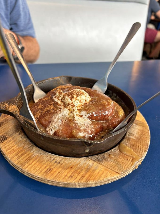 This isn't just a cinnamon roll—it's what happens when butter, sugar, and cinnamon decide to throw a party in a cast-iron skillet.