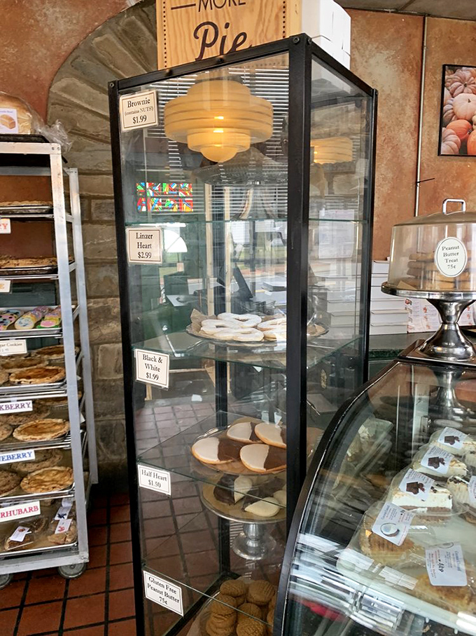 Cookie couture behind glass! These sweet treats stand at attention like delicious soldiers, each one vying for your attention.