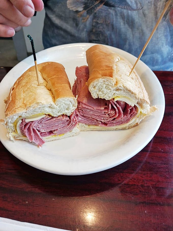 When corned beef is stacked this high, your sandwich needs structural support&mdash;and a moment of silent appreciation before the first bite.