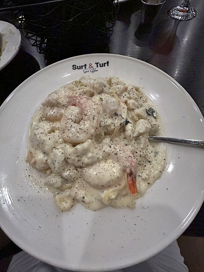 This creamy seafood pasta doesn't just blur the line between surf and turf&mdash;it erases it completely in a delicious act of culinary diplomacy.