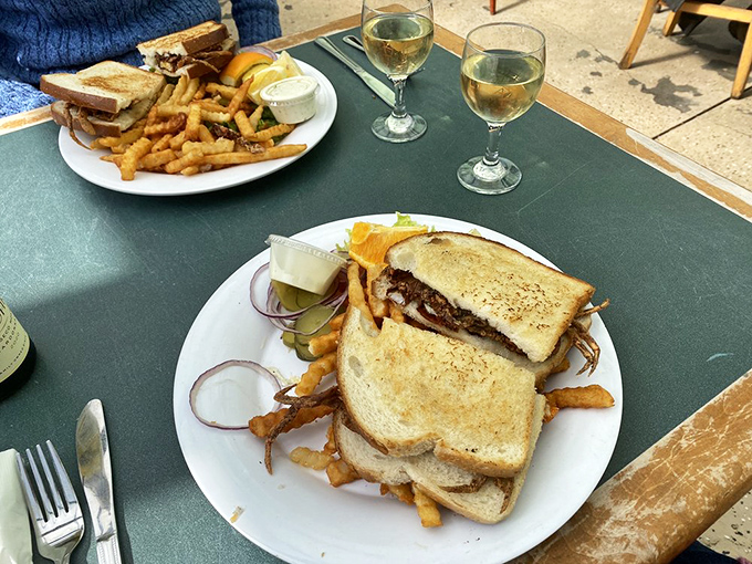 Sandwiches that require a strategic approach and possibly a jaw unhinging. Paired with wine, it's the lunch equivalent of hitting the lottery.