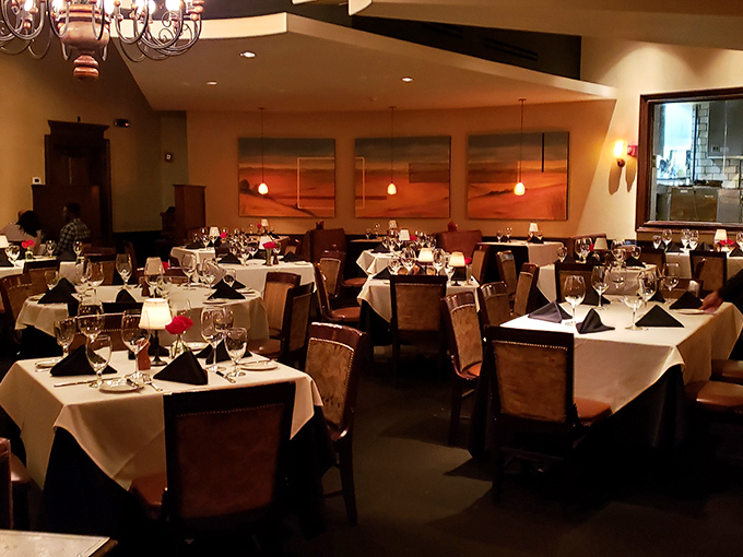 The dining room balances sophistication with comfort, like a tuxedo with sneakers&mdash;formal enough to impress, relaxed enough to linger.