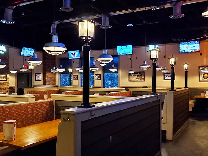 The dining room strikes that perfect balance between "special occasion" and "Tuesday night when cooking feels impossible." Note the strategic TV placement.