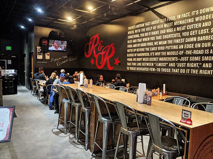 Where meat meets seat. The counter service setup keeps the focus where it belongs&mdash;getting exceptional barbecue from smoker to mouth with minimal delay.
