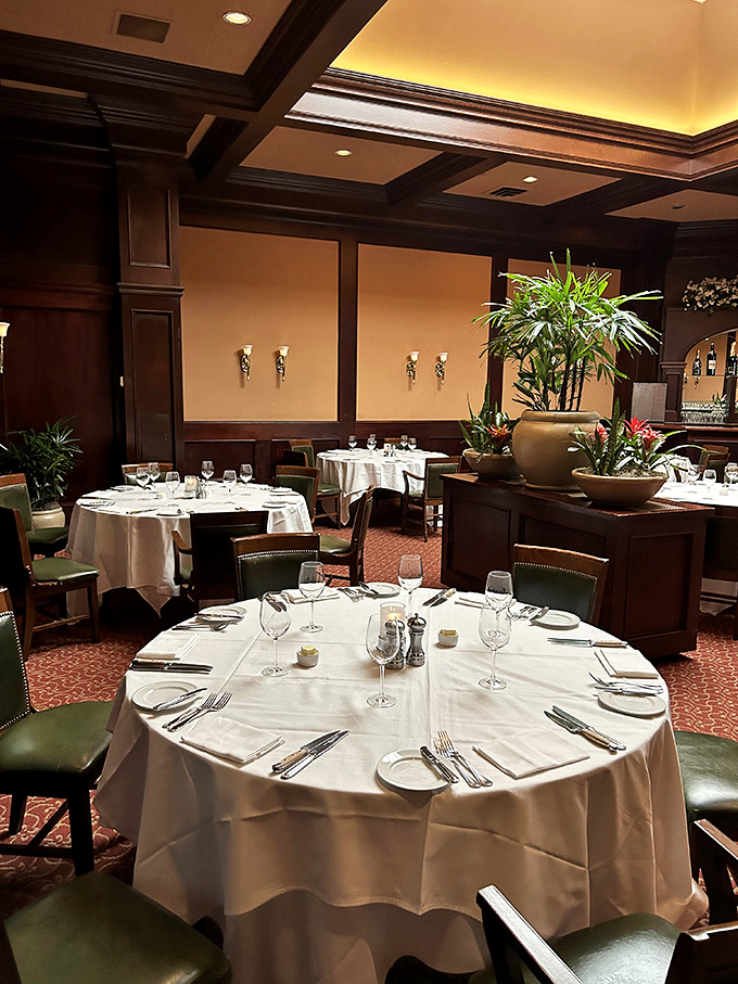 The dining room whispers of business deals closed, anniversaries celebrated, and the collective joy of people about to experience exceptional beef.