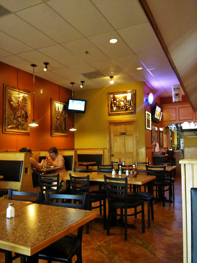 The dining area strikes that perfect balance – enough atmosphere to feel special, casual enough to show up in your Tuesday pants.