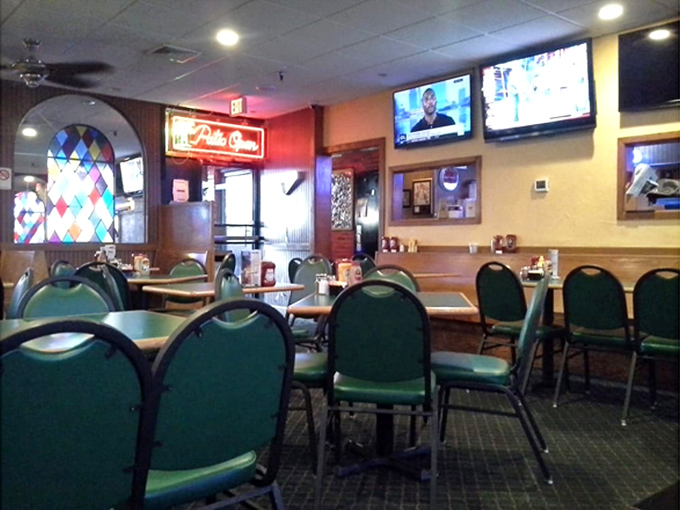 Green chairs that have supported three generations of pizza lovers. The dining room where first dates became marriages and little league victories were celebrated.