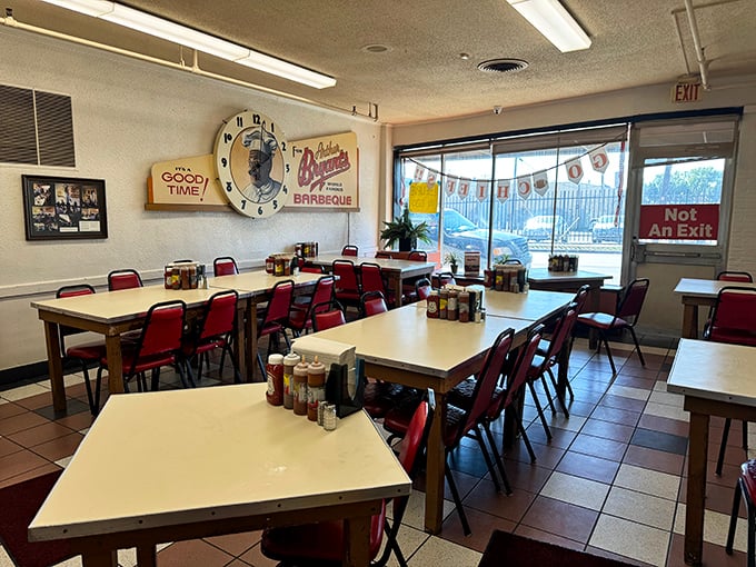 This dining room isn't trying to impress you with ambiance&mdash;it's simply providing a proper stage for the real star: what's on your tray.