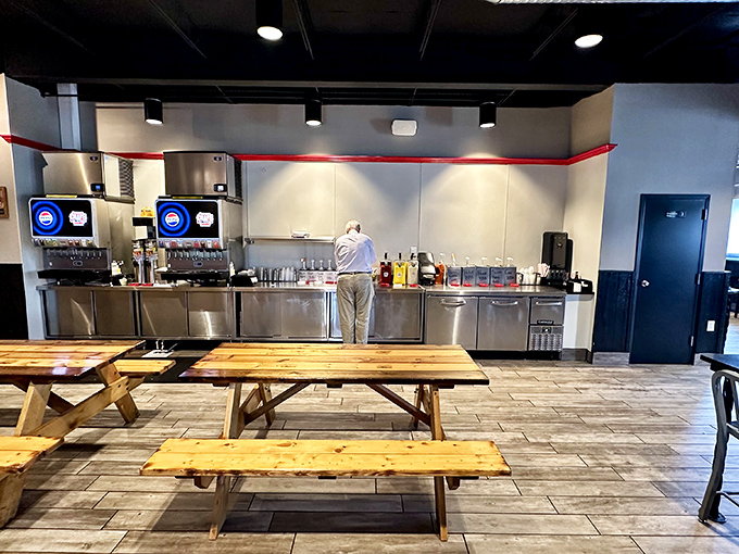 The newer location offers more breathing room but keeps the cafeteria-style simplicity that lets you focus on what matters: imminent meat consumption.