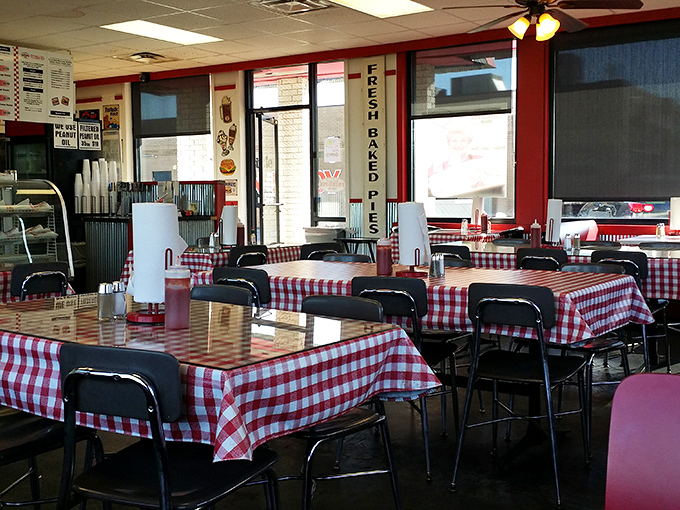 Simple, unpretentious, and welcoming&mdash;the dining area at Fried Pies feels like the community kitchen we all wish we had growing up.