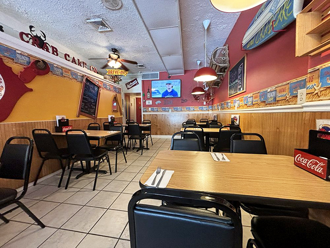 Simple tables and chairs say, "We're focusing on the food." The nautical touches remind you the ocean is just minutes away.