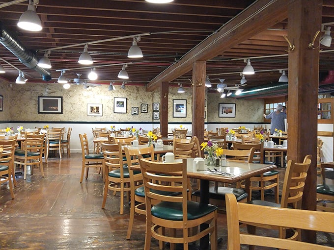 Empty tables are rare treasures at Maltby Cafe, where wooden floors and simple furnishings let the food remain the undisputed star.