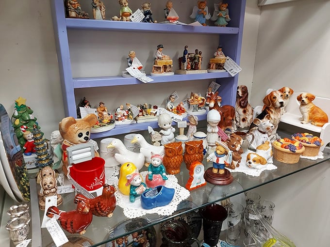 A collection of figurines where childhood innocence meets collectible investment. These ceramic critters have witnessed decades of careful dusting.