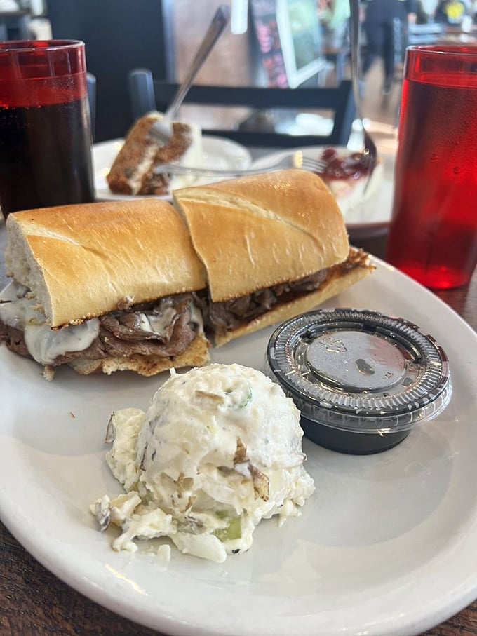 The French Dip sandwich&mdash;where thinly sliced beef meets melted cheese on a pillowy roll. That little cup of au jus is liquid gold for dipping.