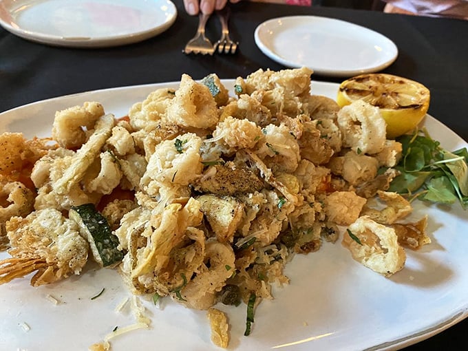 Calamari so perfectly fried it makes you wonder why anyone would ever eat anything else. The squeeze of lemon is just the final touch.