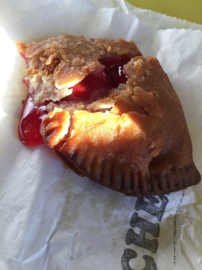 Fried cherry pie that would make your grandmother simultaneously proud and jealous. Flaky, fruity, and absolutely worth the calories.
