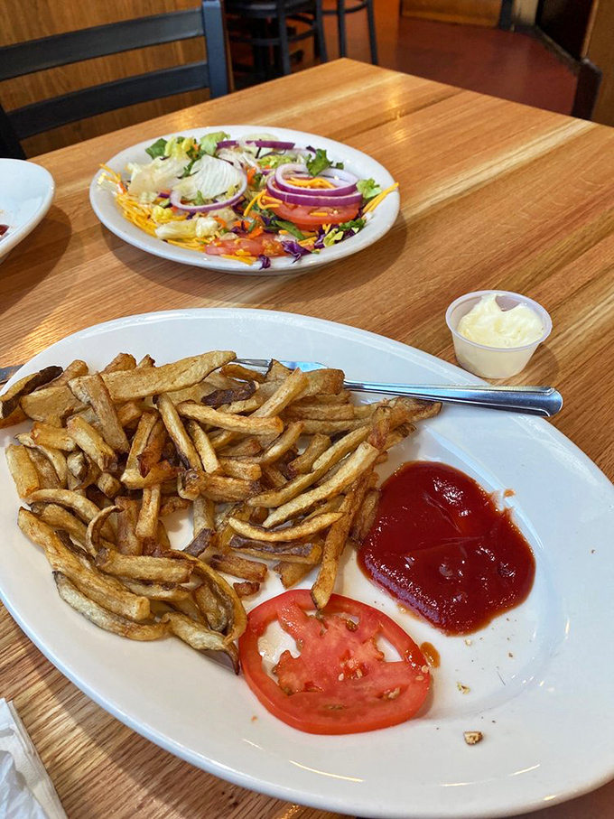 These aren't just fries&mdash;they're the supporting actors that deserve their own Oscar, sharing the stage with a salad that's more than just obligation greens. 
