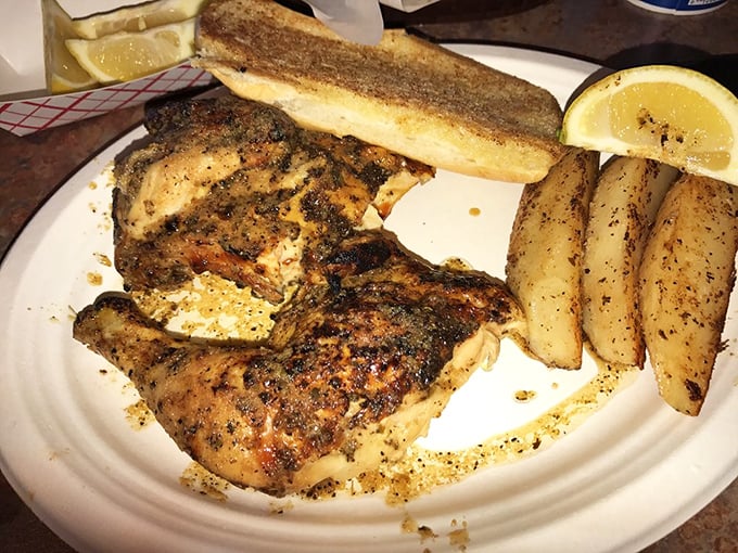 Greek chicken that's traveled further than most of us did during lockdown. The char marks tell stories of flame-kissed perfection.