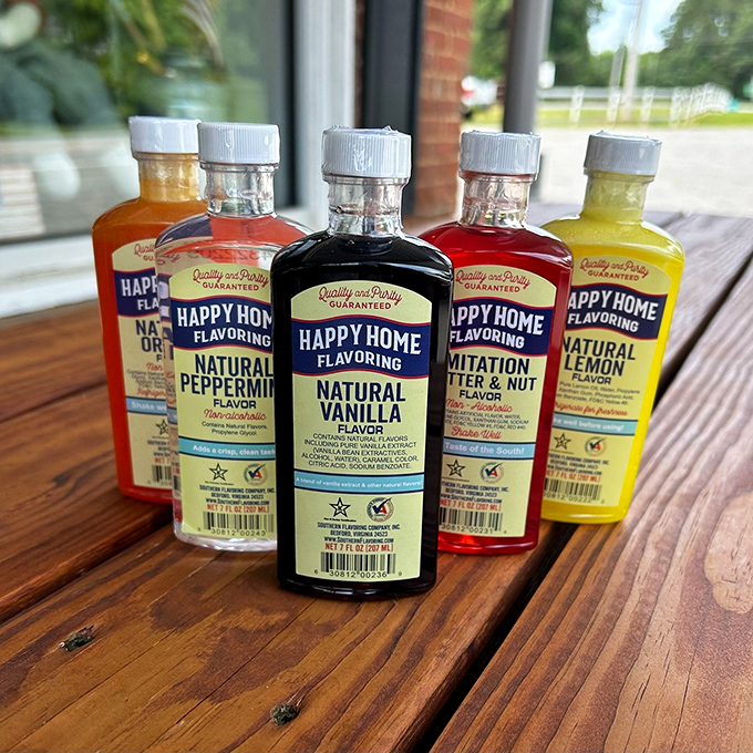 Happy Home Flavorings &ndash; vintage bottle designs that haven't changed since your grandmother baked her first Christmas cookies.