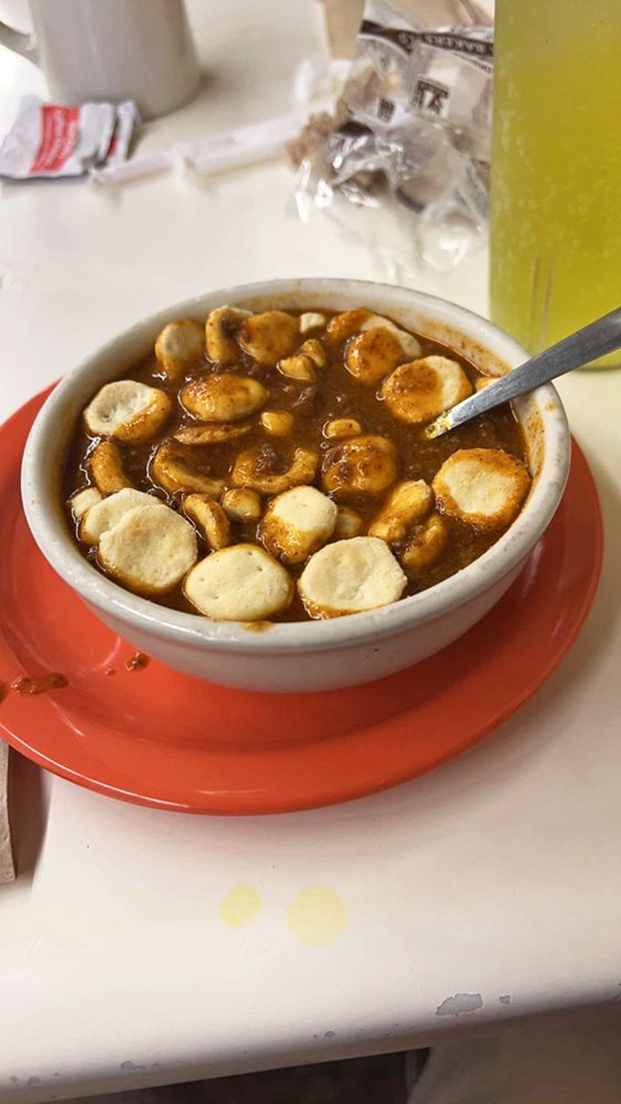 The chili soup&mdash;essentially the Coney's sauce in bowl form&mdash;topped with oyster crackers is winter comfort in its purest expression.