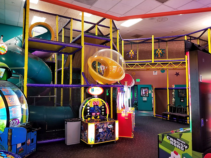 A playground labyrinth where kids burn energy faster than you can say "my turn to bowl"&mdash;parental victory has never been so colorful.