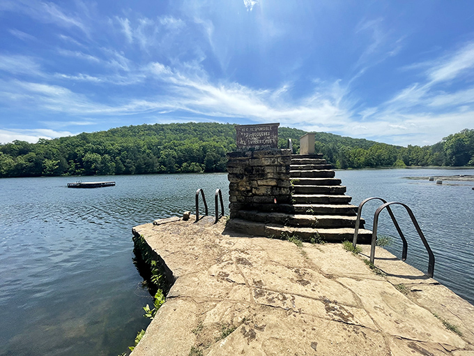 These stone steps at Lake Leatherwood seem to lead straight into the water, offering an invitation to adventure that's impossible to refuse.