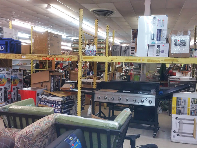 An impromptu home improvement showroom where your next grill stands proudly alongside furniture that's seen more decades than most millennials.