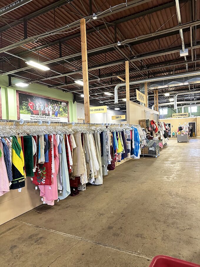 Racks of possibilities organized by color and style. Shopping here is like having a personal stylist who's also an extreme couponer.
