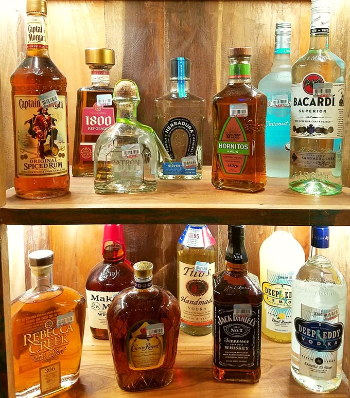 A liquor selection that says, "We understand some days require more than just iced tea."