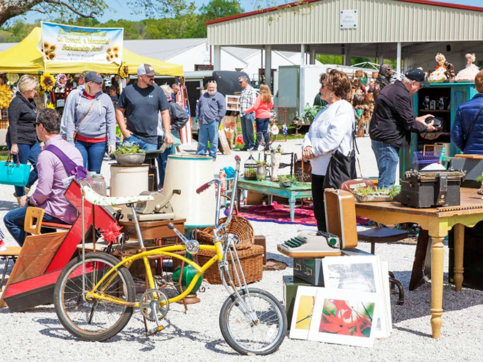 At Corydon's local market, that vintage yellow bicycle isn't just decoration&mdash;it's a reminder that the best discoveries happen when you slow down.