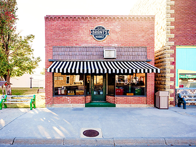 Brant's Meat Market has been serving traditional German sausages since 1922. The striped awning practically whispers, "Come in, we've got the good stuff."